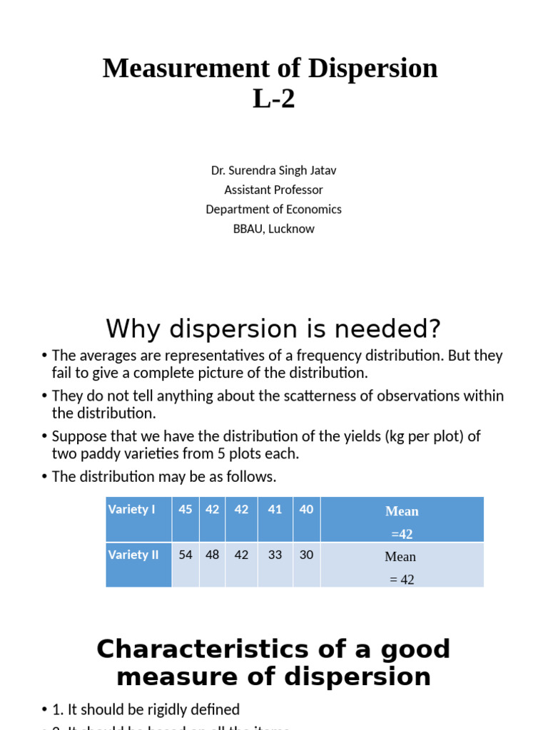 Understanding Measures of Dispersion | PDF | Mean | Standard Deviation