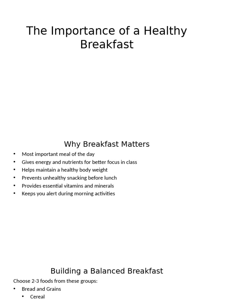 Benefits of a Healthy Breakfast | PDF