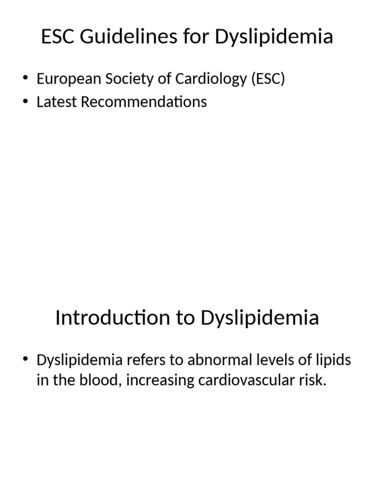 ESC Dyslipidemia Guidelines Overview | PDF | Cardiovascular Diseases ...