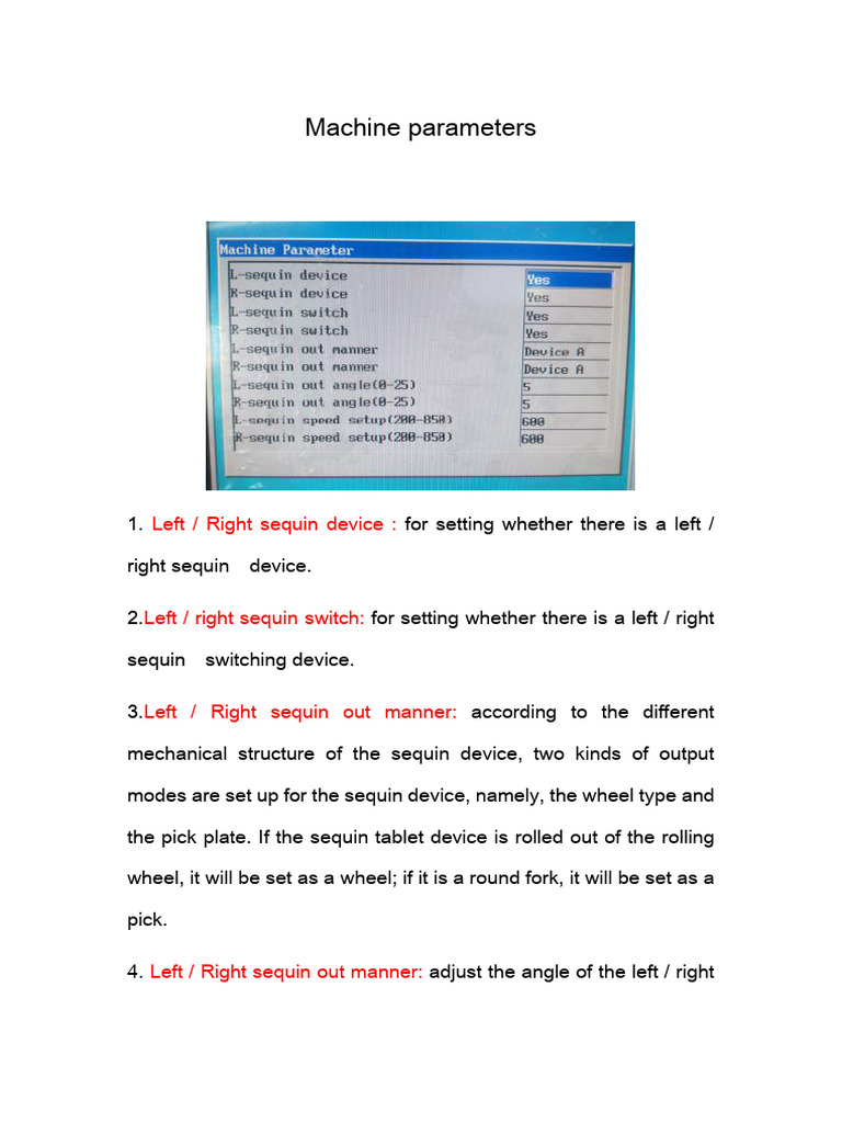 Machine Parameters | PDF | Embroidery