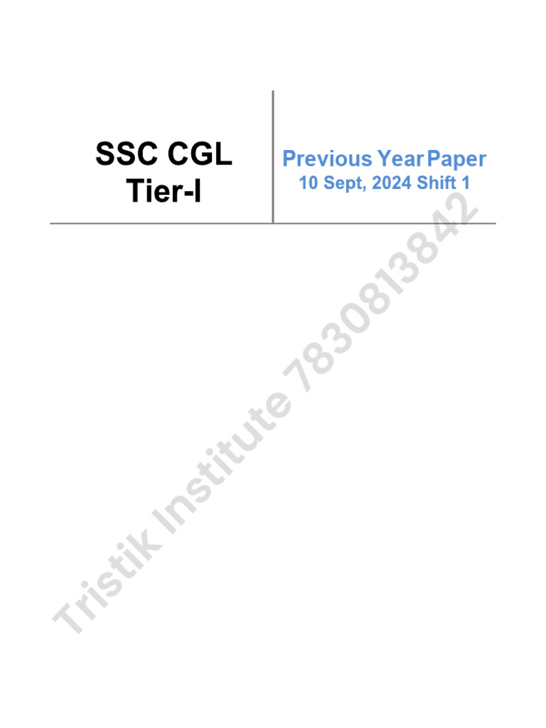 SSC CGL Tier 1 | PDF