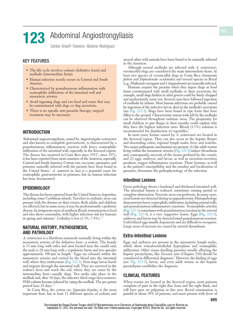 123 Abdo Angiostrongyloidiasis | PDF | Medical Specialties | Diseases And Disorders