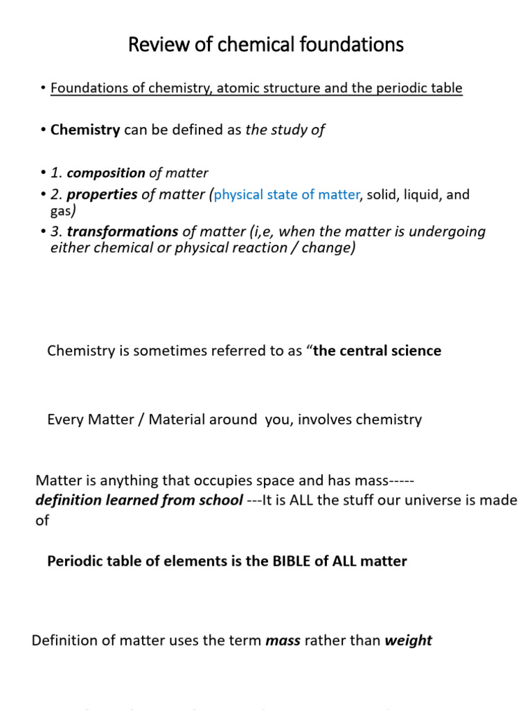Lesson 1 - Review of Chemical Foundations | PDF | Ion | Chemical Compounds