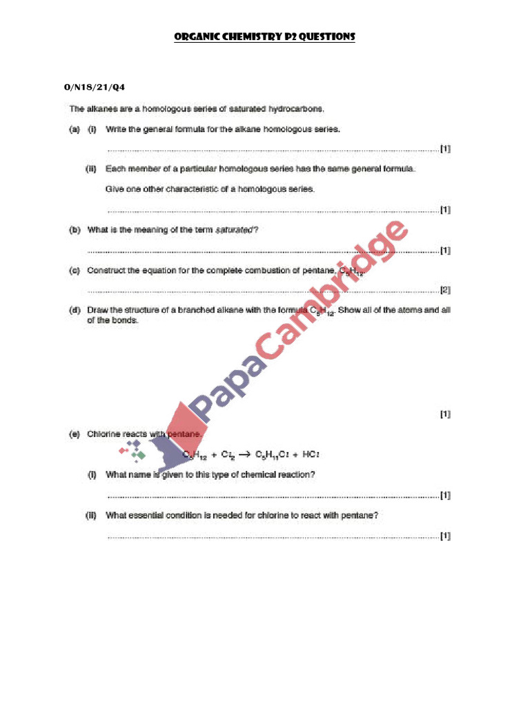 Organic Chem p2 Questions | PDF | Molecules | Alkene