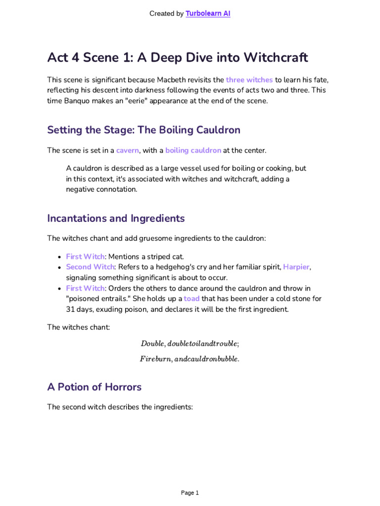 MACBETH ACT 4 SCENE 1 | PDF | Macbeth | Shakespearean Tragedies