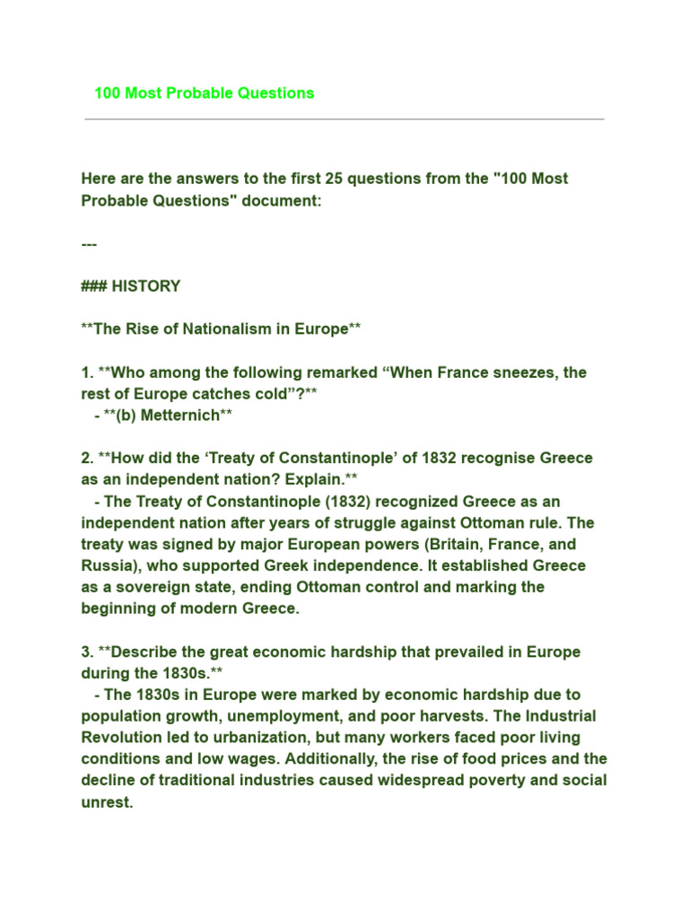 100 Most Probable Exam Questions | PDF | Agriculture | Soil