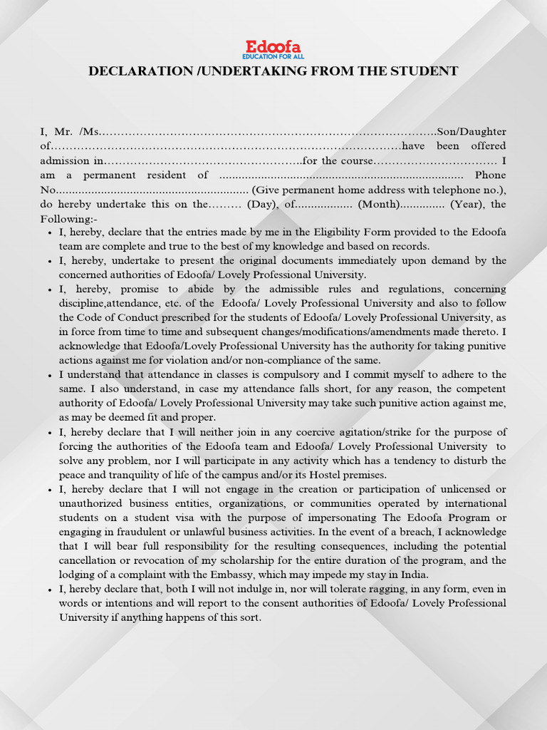 Declaration and Undertaking For Edoofians | PDF | Justice | Crime ...