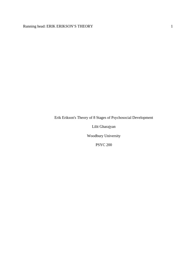 Erikson's 8 Stages of Psychosocial Development | PDF | Identity (Social ...