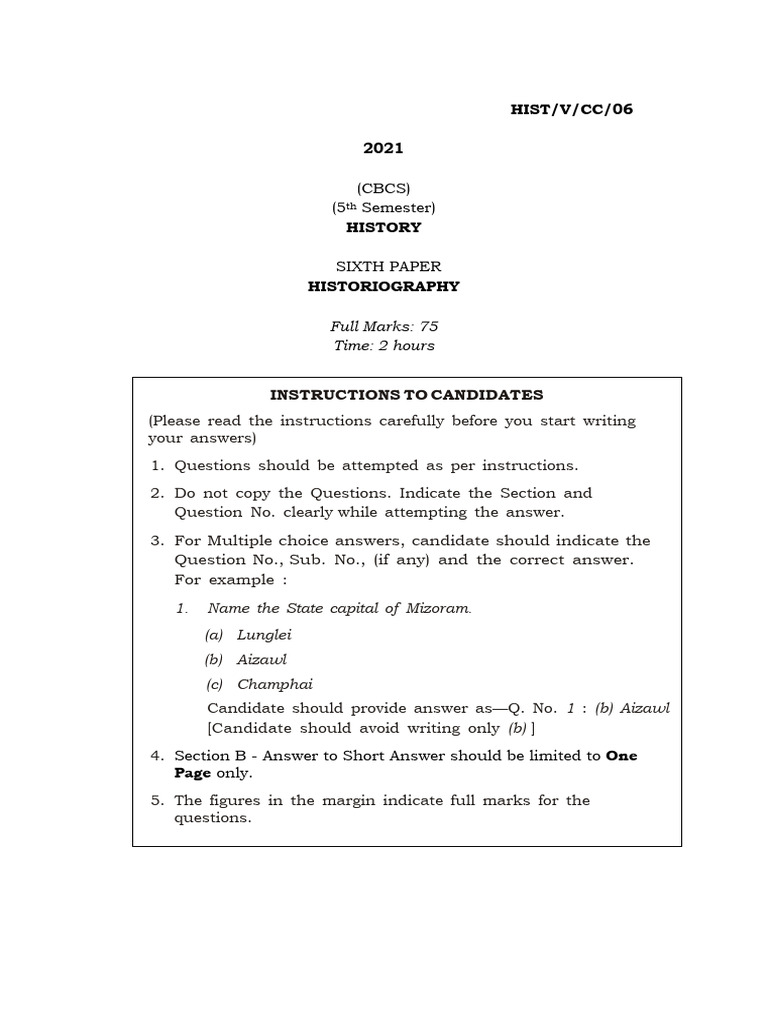 Historiography Exam Guide 5th Semester | PDF | Liberal Arts Education