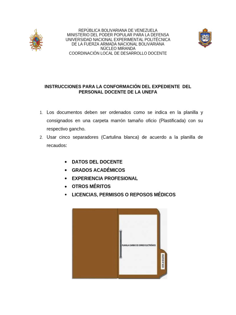 Instructivo Para La Conformación y Entrega de Documentos | PDF