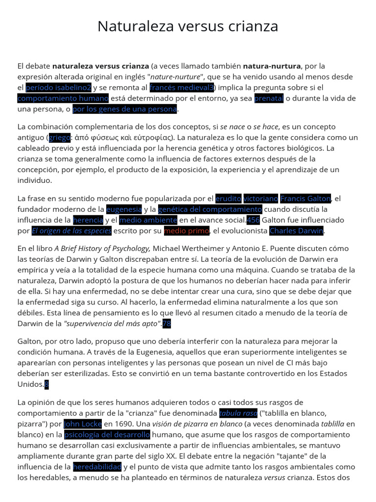 Naturaleza versus crianza | PDF | Naturaleza versus crianza | Heredabilidad