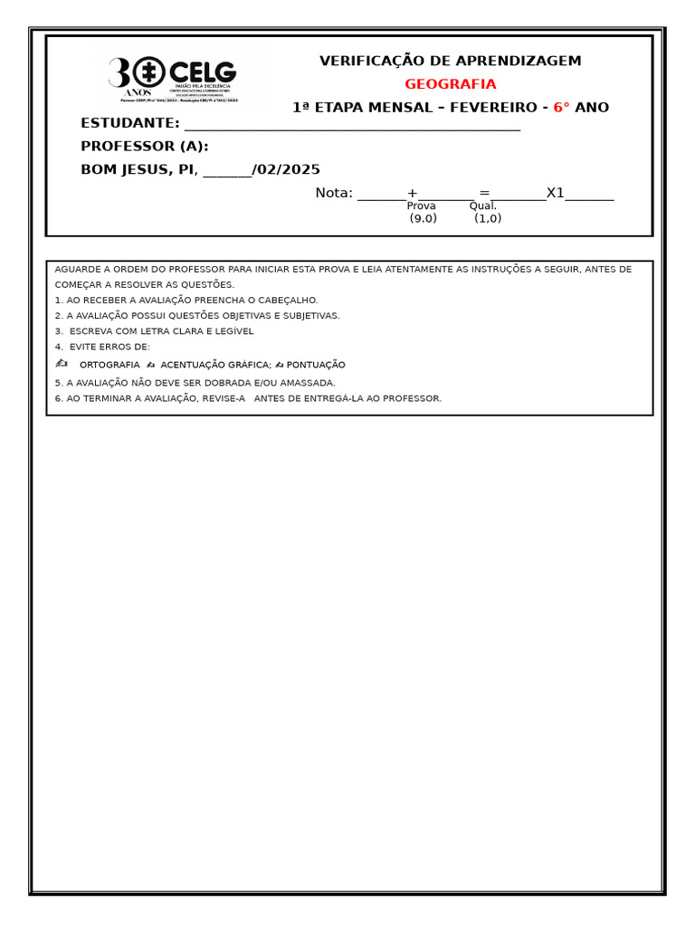 Arquivo para Provas Adptadas | PDF