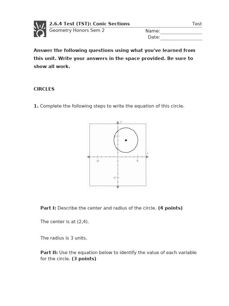 2.6.4 Test (TST) - Conic Sections (Test) | PDF | Differential Geometry ...