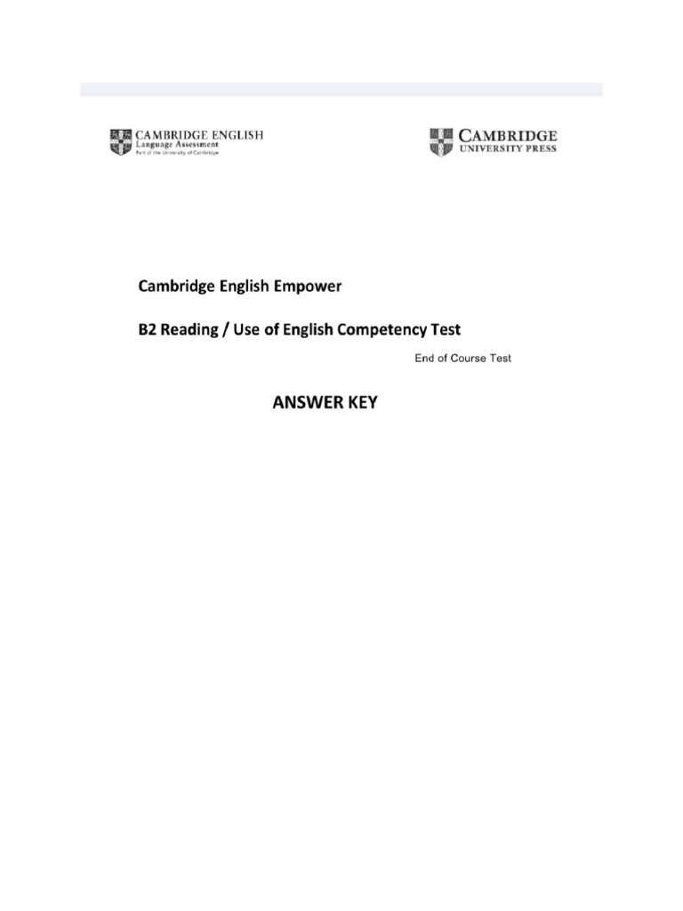 Reading EoC Competency Test Answer Key | PDF