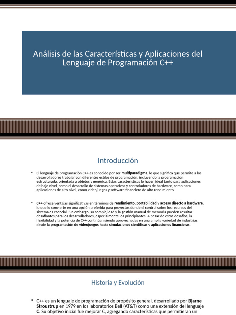 Características y Usos del Lenguaje C++ | PDF | C ++ | Programación ...