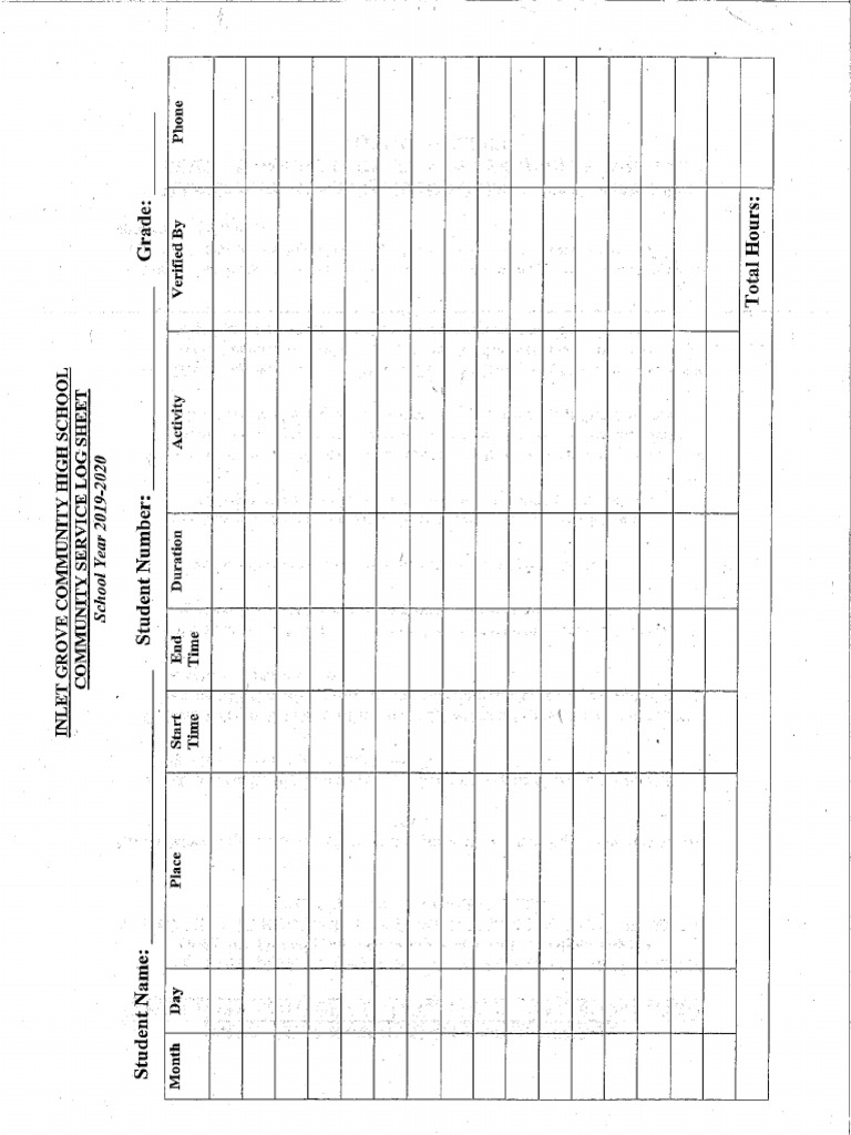 Community Service Log Sheet | PDF