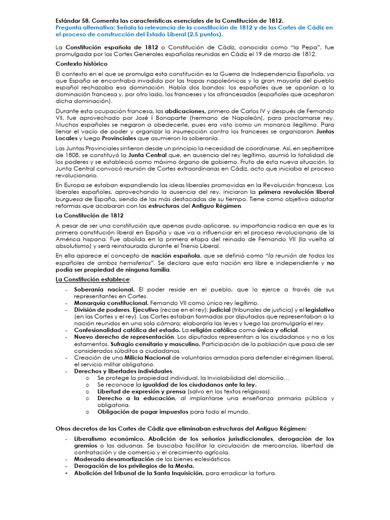 Estandar 58. La Constituci-N de C-Diz | PDF | Constitución | Nación