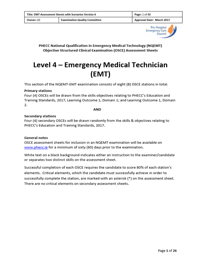 01 Emt Osces Skill 2017.PDF-1 | PDF | Cardiopulmonary Resuscitation | Medical Emergencies