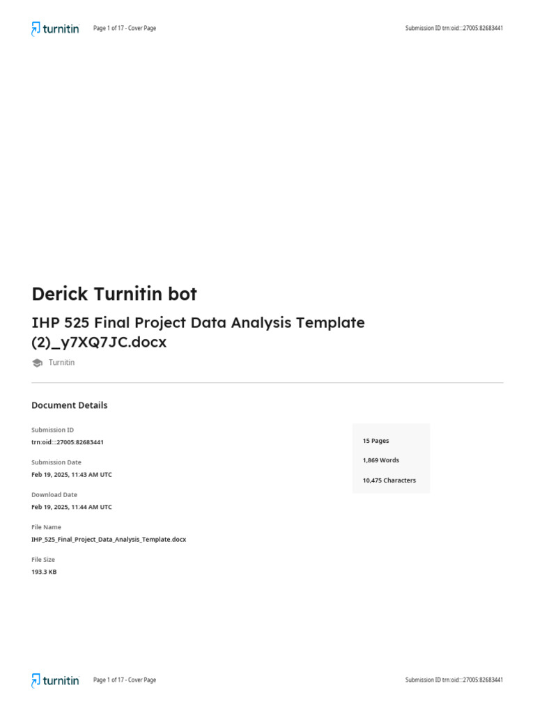 AI IHP 525 Final Project Data Analysis Template 2 y7XQ7JC | PDF | Electronic Health Record ...