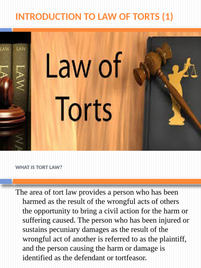 Lecture 1 INTRODUCTION TO LAW OF TORTS | PDF | Tort | Damages