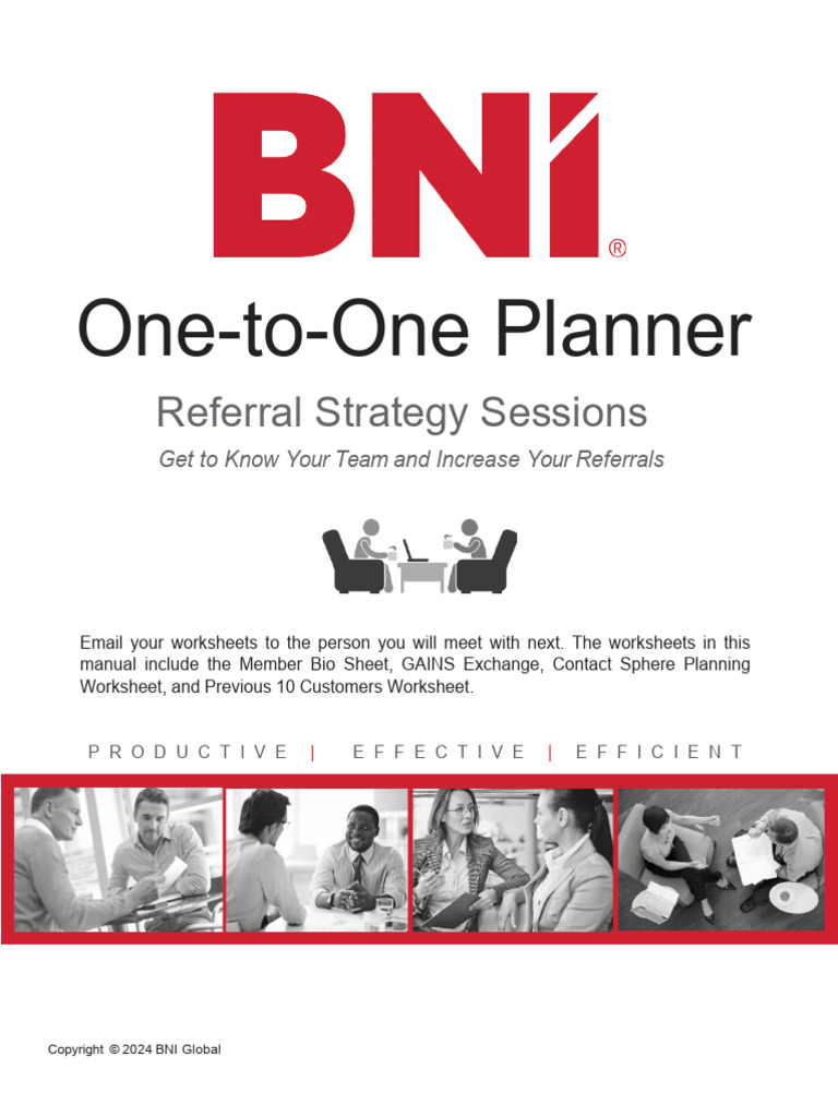 BNI Referral Strategy Session One To One Planner - Fillable | PDF ...