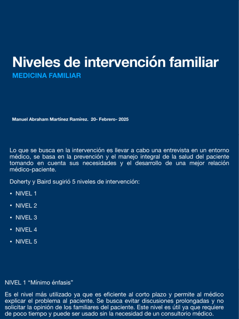 Niveles de Intervención Familiar según Doherty y Baird | PDF | Terapia ...