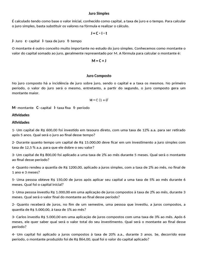Juro Simples e Composto | PDF
