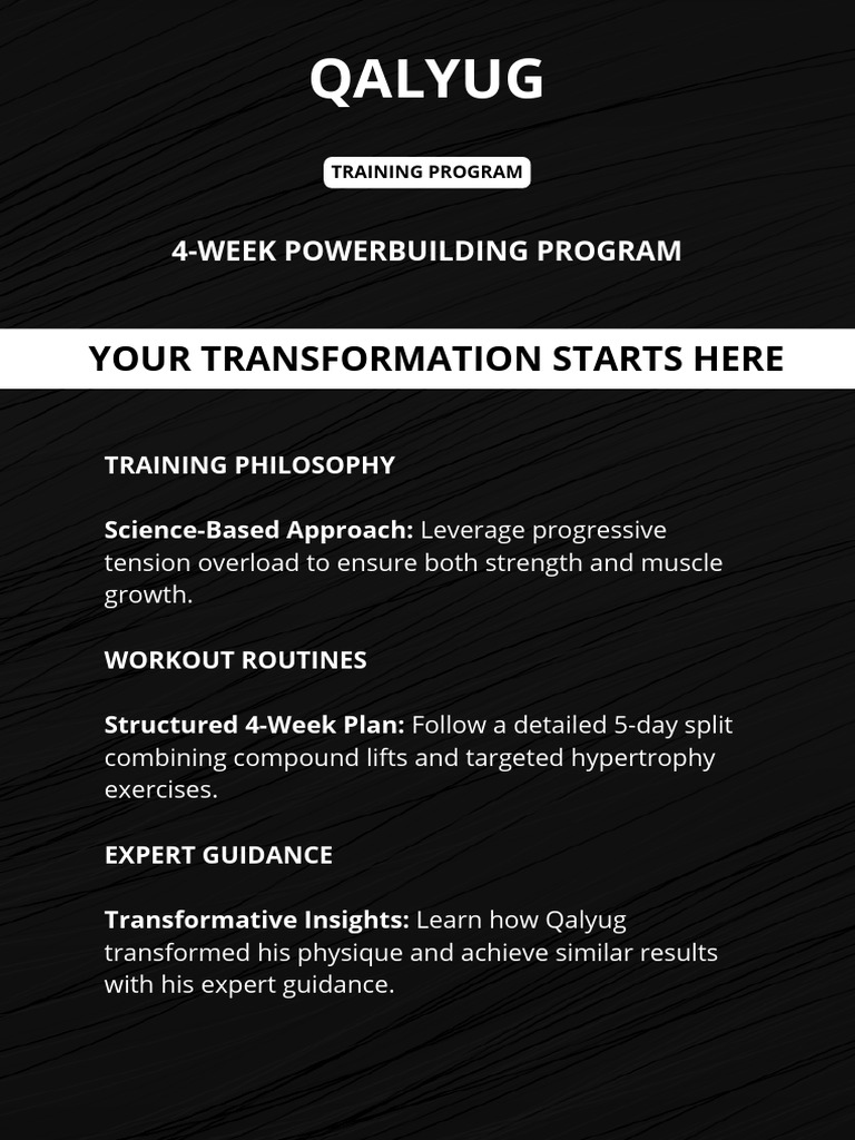 4-Week Power Building Program | PDF | Muscle Hypertrophy | Physical Fitness