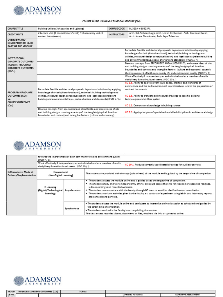 Building Utilities 3 Course Guide | PDF | Lecture | Educational Technology
