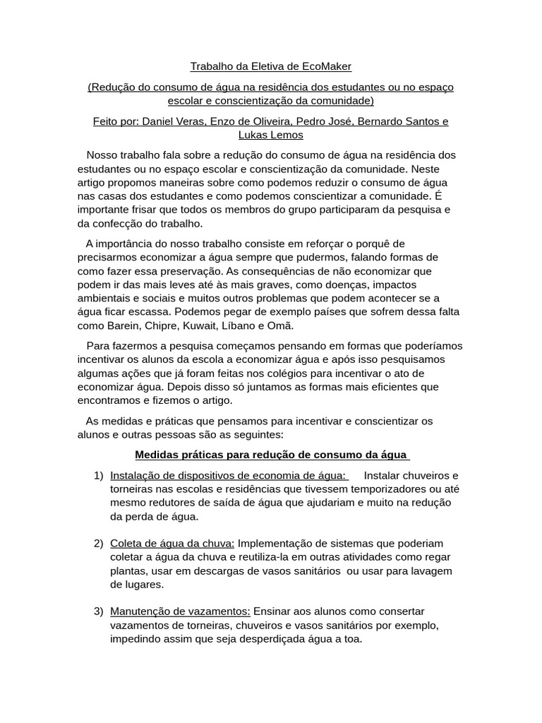 trabalho da eletiva | PDF | Economia | Comentários
