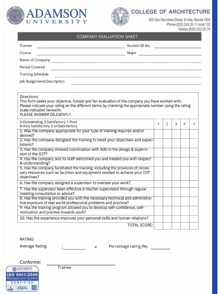 Company Evaluation Sheet | PDF