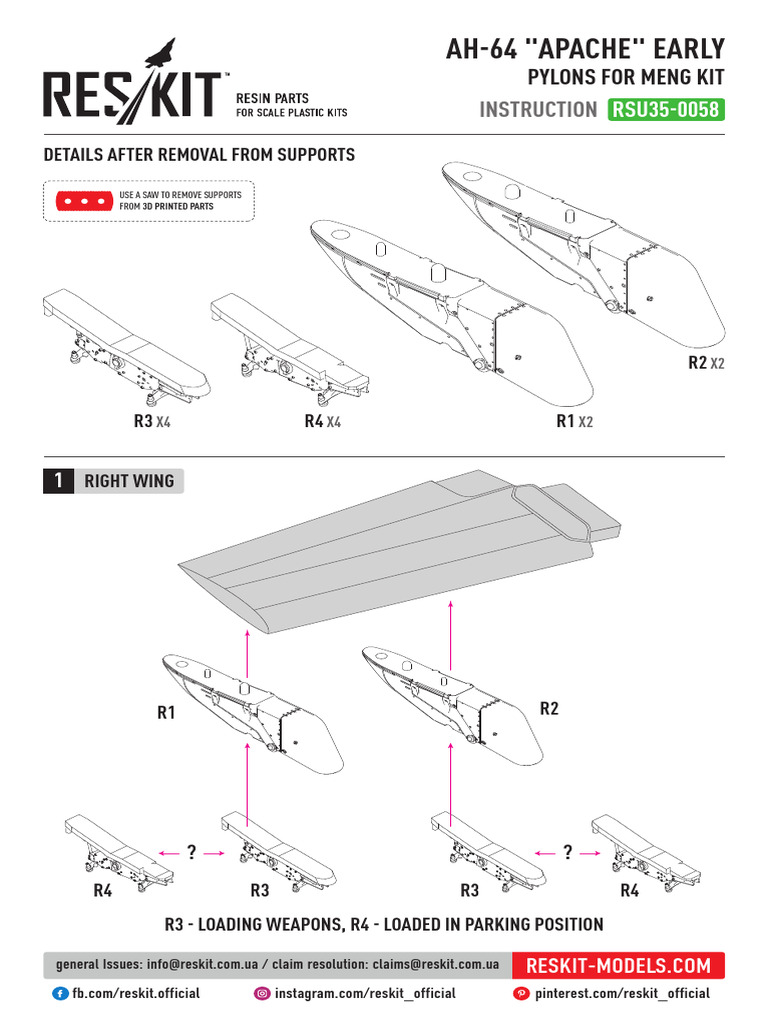 AH-64 Apache Early Pylons Instructions | PDF