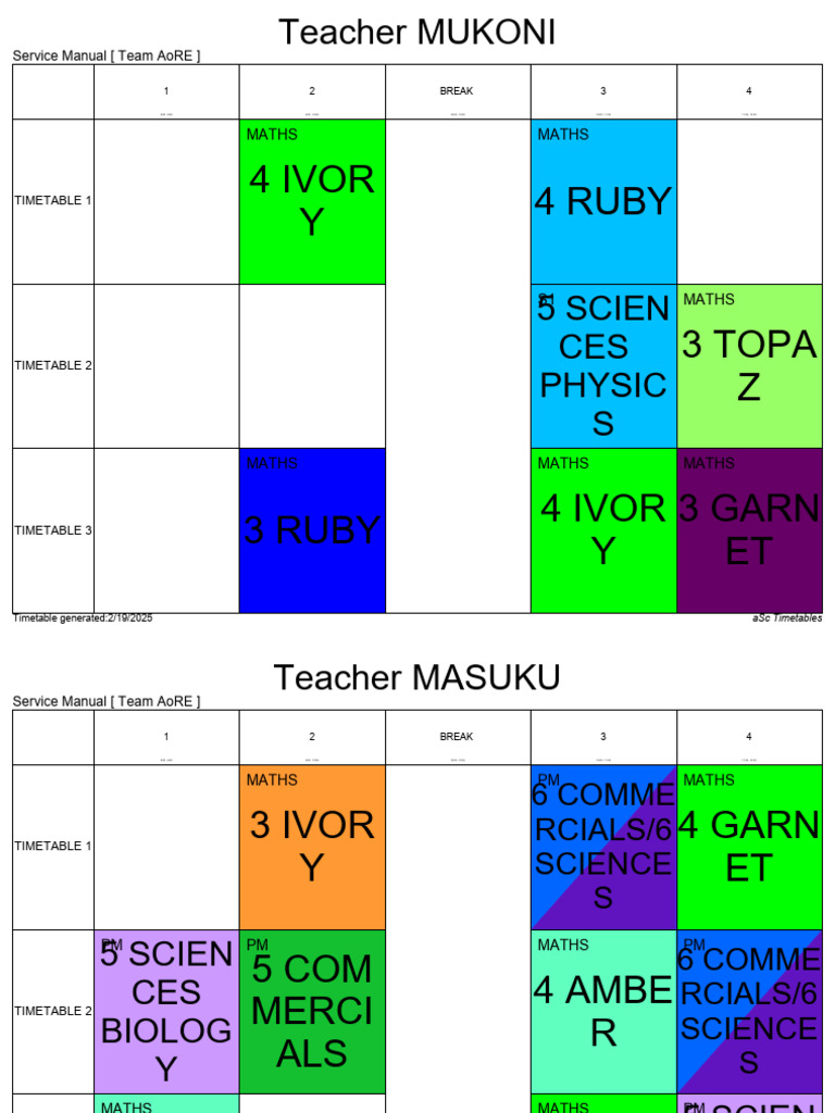 teachers timetable weekend_011336 | PDF