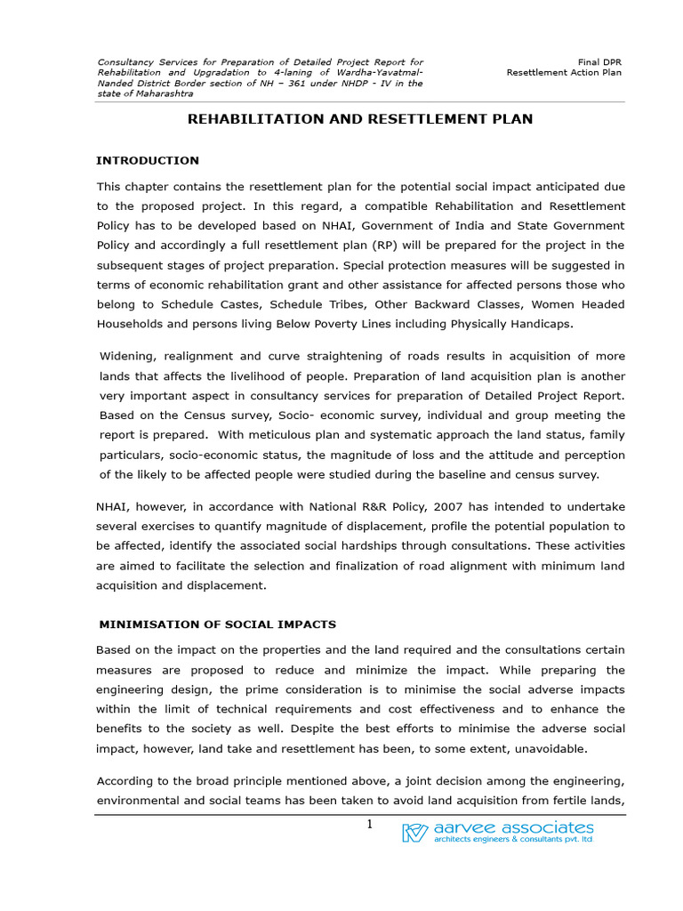 Rehabilitation and Resettlement Plan | PDF | Policy | Eminent Domain