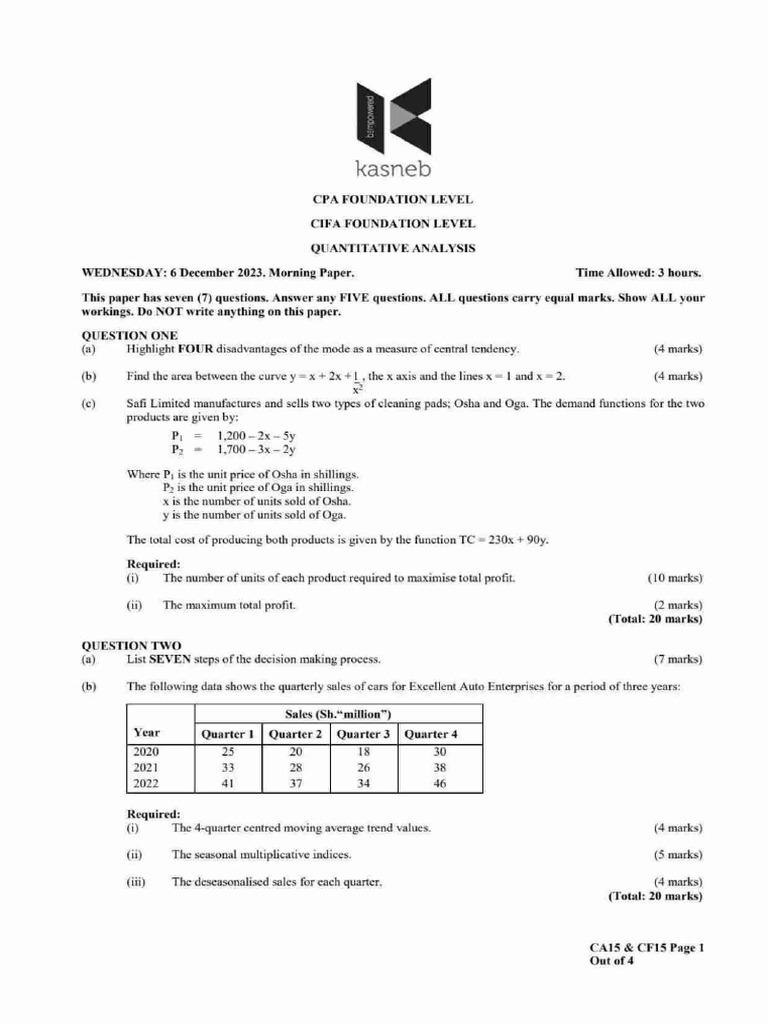 QA Past Papers | PDF