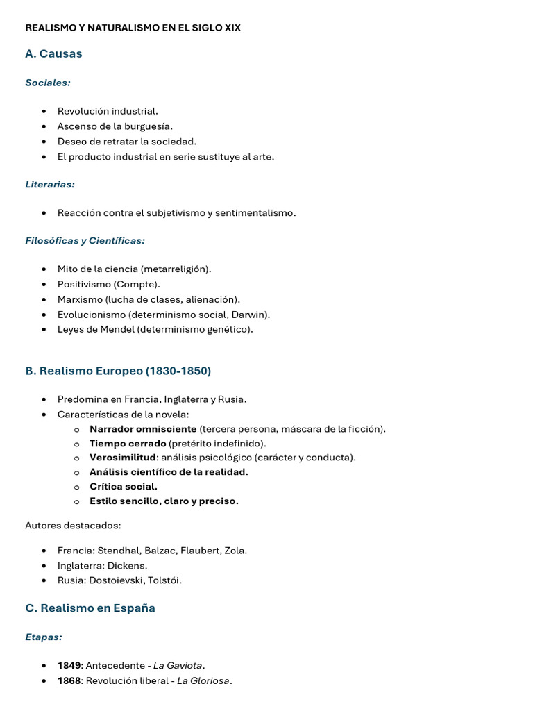 Realismo y Naturalismo | PDF | Realismo literario