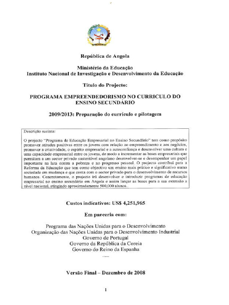 PRODOC Signed - Entrepreneurship | PDF