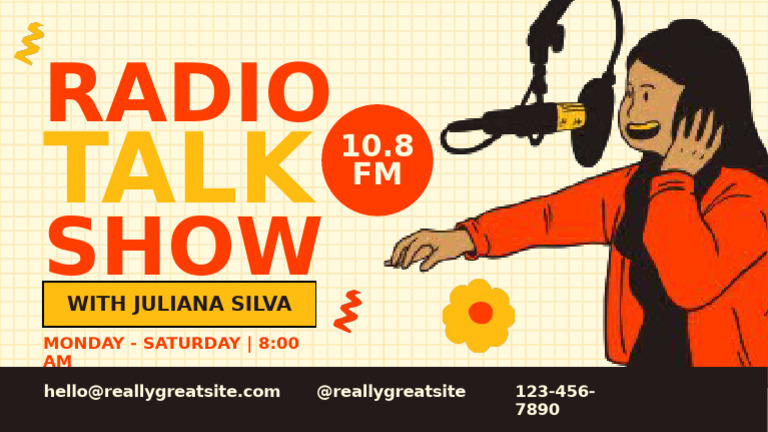 Orange and Cream Illustrative Radio Talk Show Twitter Post | PDF
