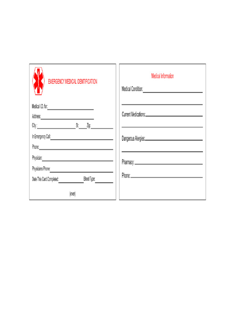 Printablee.com Free Printable Medical Id Card 217825.Png | PDF
