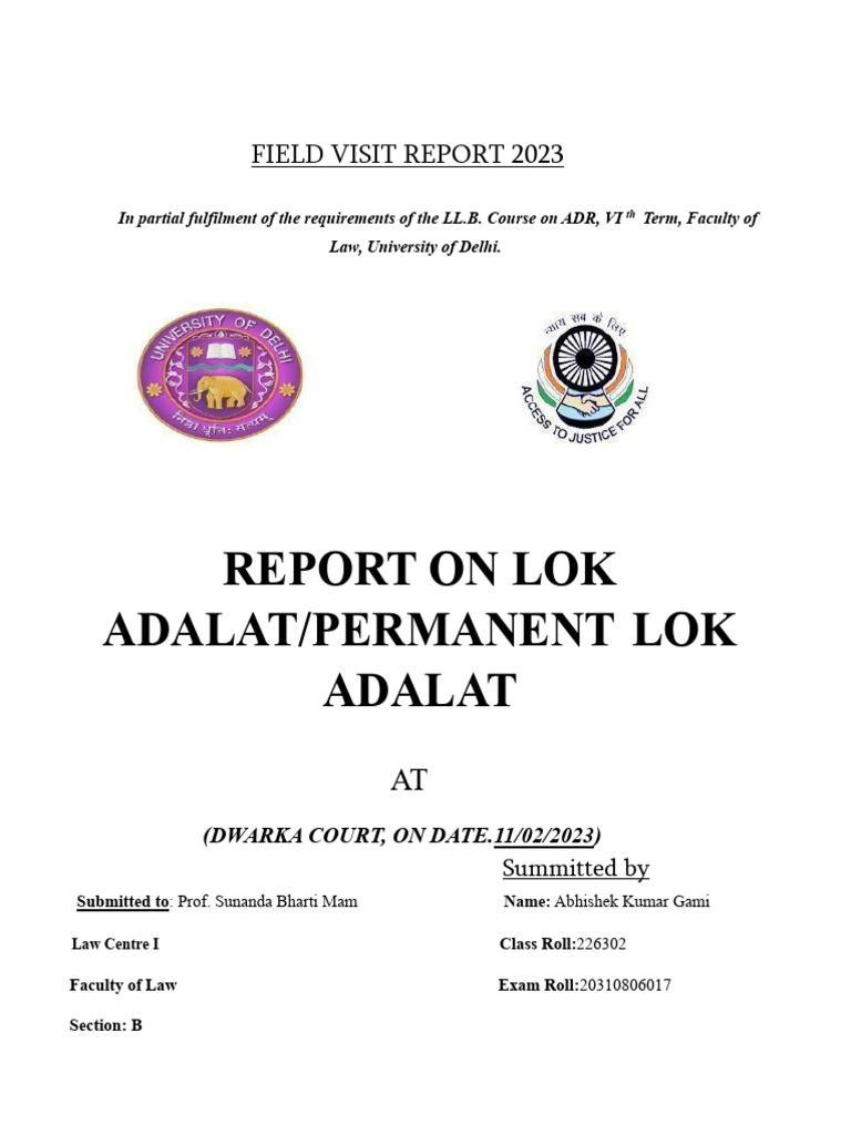 Lok Adalat Field Visit Report 2023 | PDF | Alternative Dispute ...
