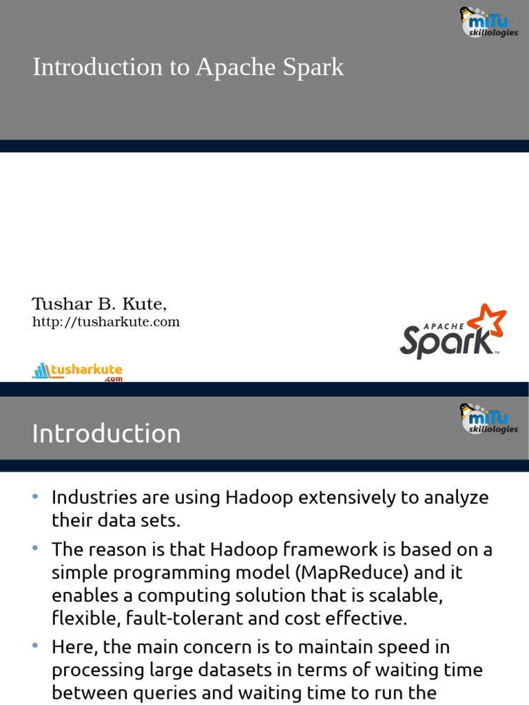 Introduction To Spark 1 | PDF | Apache Spark | Apache Hadoop