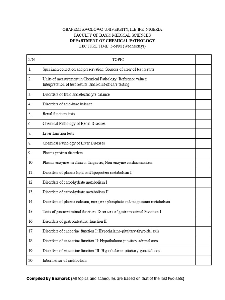 Medical Lectures Schedule Overview | PDF | Hematopoietic Stem Cell ...