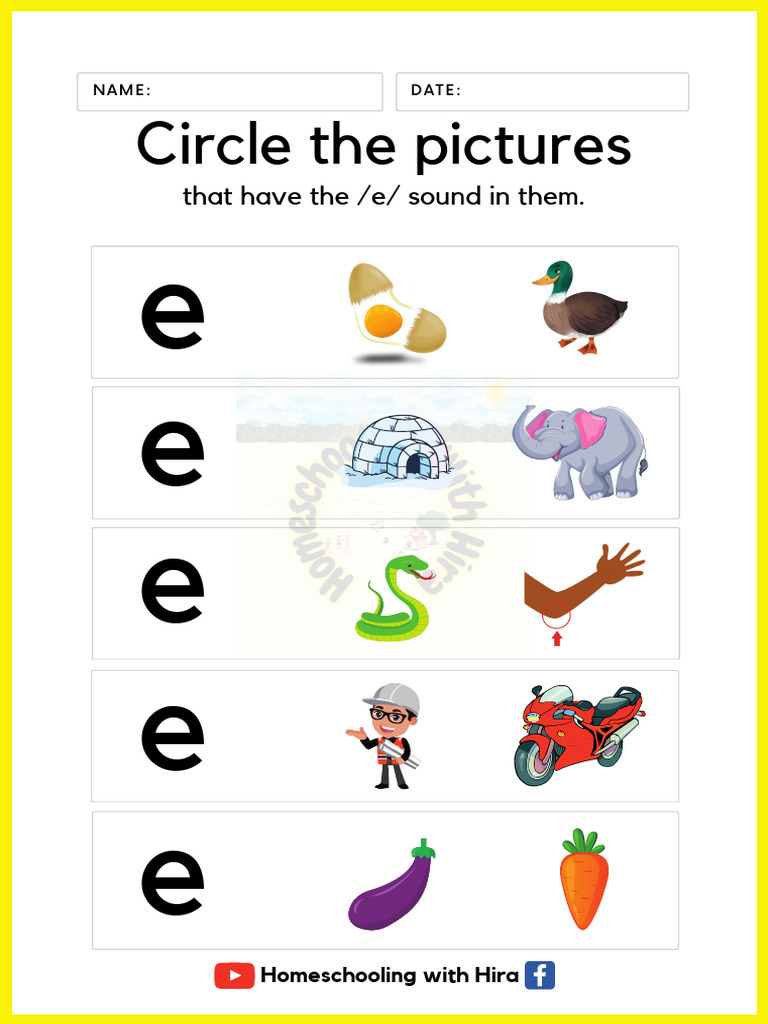 Circle The Pictures: e e e e e | PDF