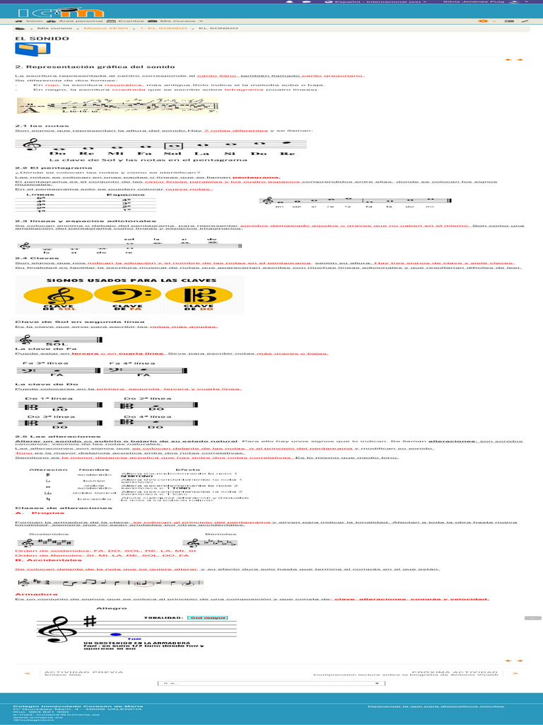 EL SONIDO Representación Gráfica Del Sonido | PDF | Clave | Teoría musical