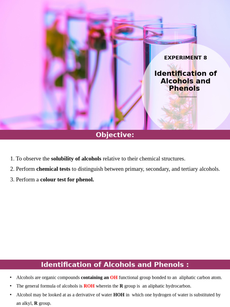 Exp8 Chemistry of Alcohols | PDF | Hydroxide | Chemical Reactions