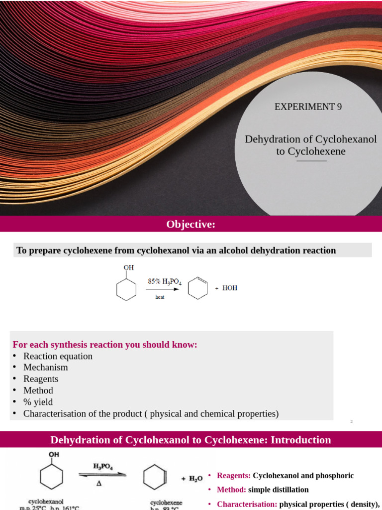 Dehydration of Cyclohexanol to Cyclohexene | PDF | Chemical Reactions ...