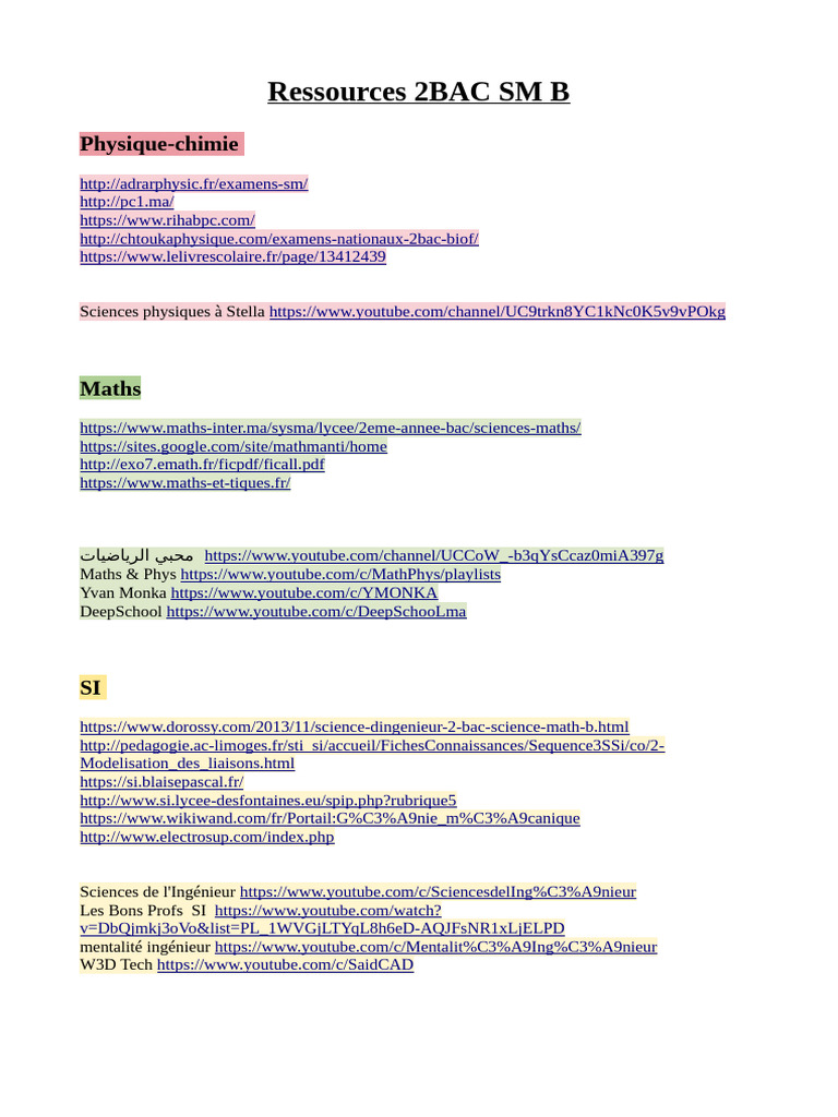 Ressources 2BAC SM B | PDF
