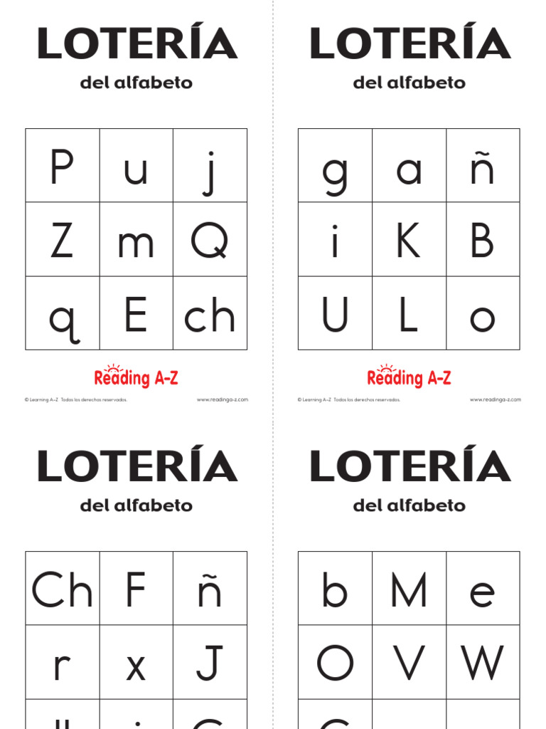 Lotería del Alfabeto en Español | PDF | Alfabeto | Publicación