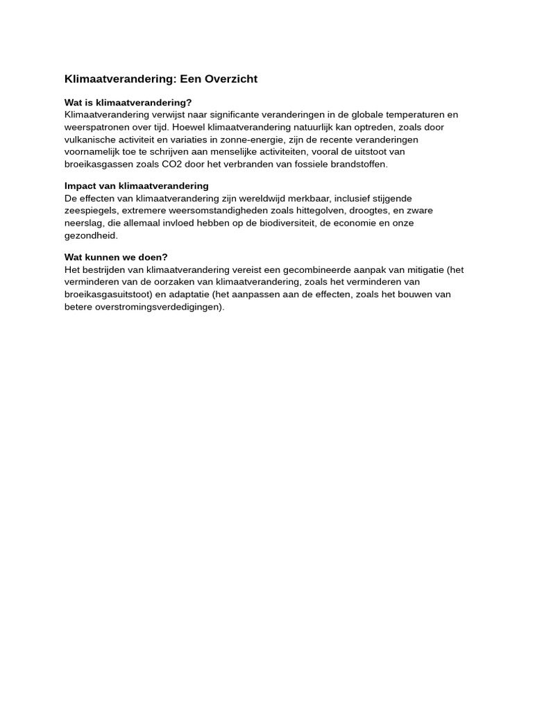 Klimaatverandering - Een Overzicht | PDF
