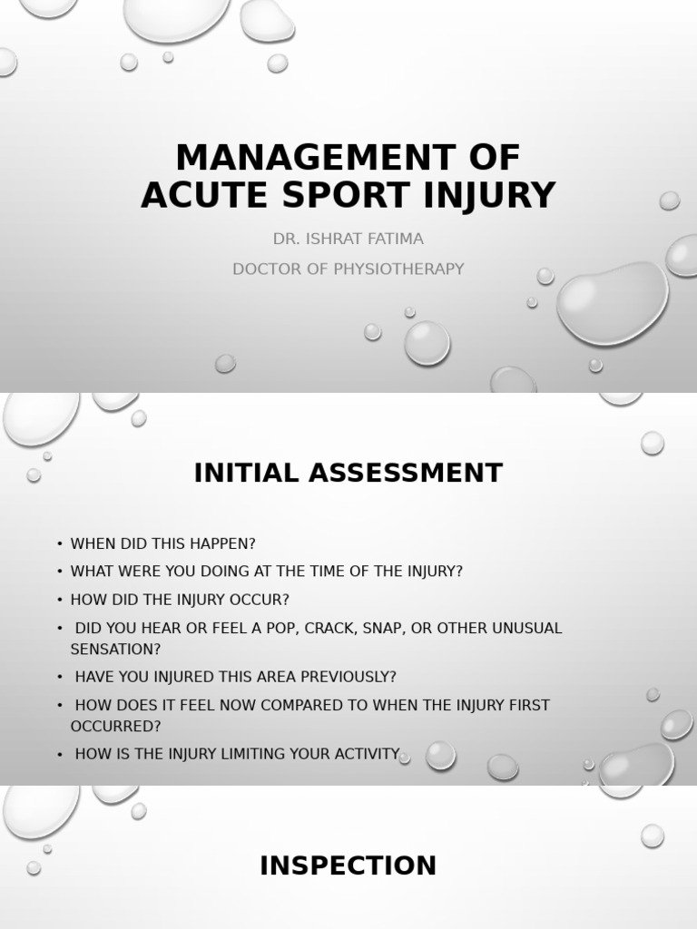 Lec 9 Acute Sport Injury | PDF | Ankle | Foot